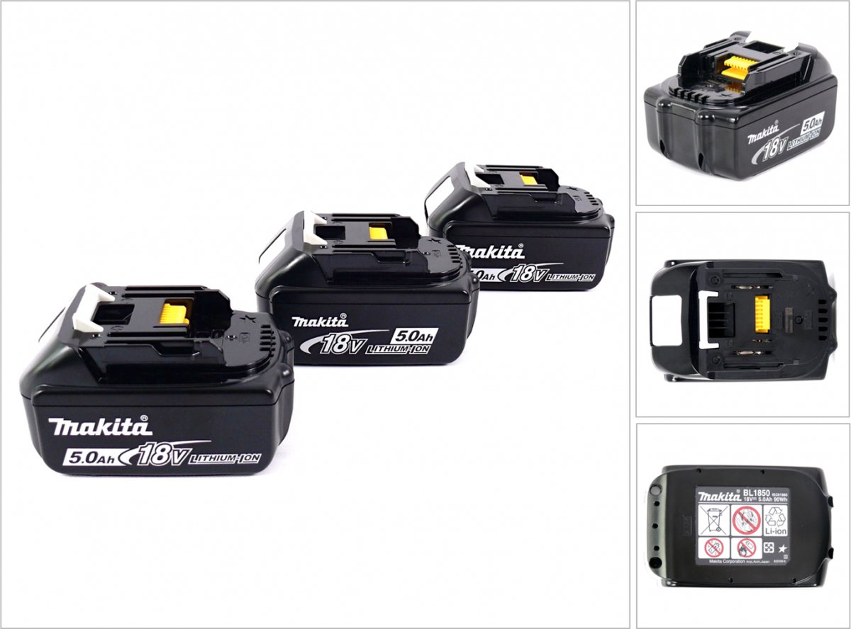 Makita BL 1850 B 18 V - 5,0 Ah Li-Ion accupakket à 3 stuks | bol