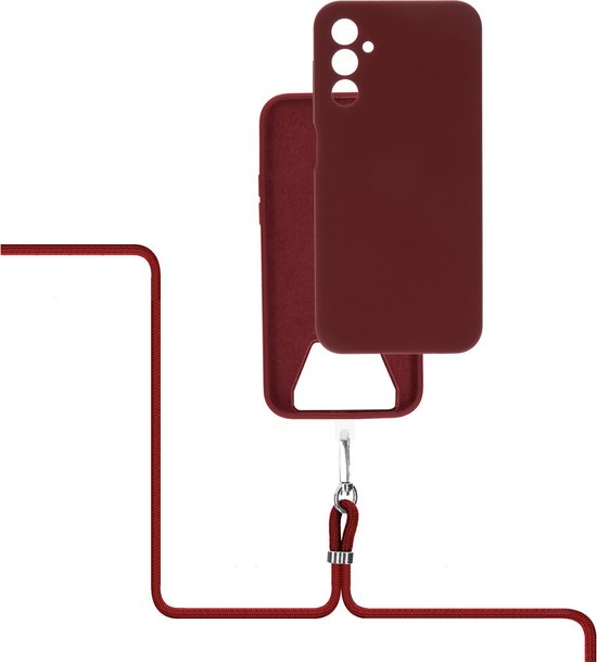 Mobiparts Siliconen hoesje met koord voor de Samsung Galaxy A14 Rood | bol