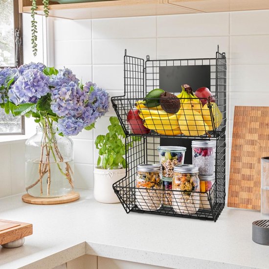 Opbergrek met Katrol Rek met Haak Keuken Fruit- en Groente Opbergmand ...