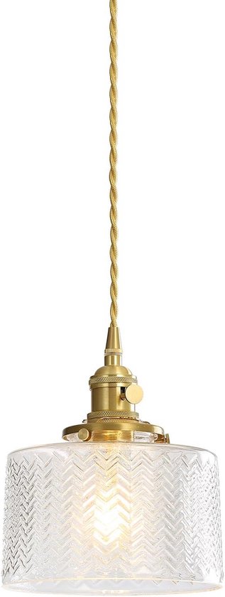 Moderne Glazen Hanglamp met Gouden Fitting, In Hoogte Verstelbaar ...