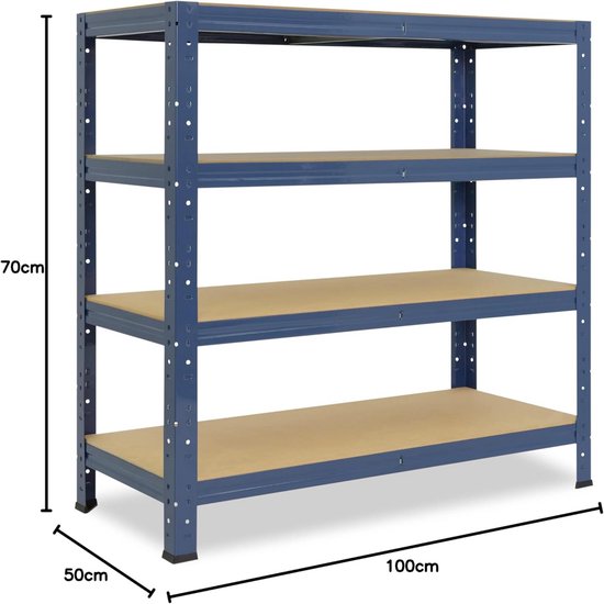 Zware Metalen Stellingkast Blauw 100x120x50cm - 4 Legborden - 175kg ...