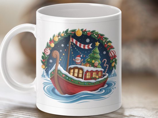 Mok Kerstboot mok, Feestelijke mok, Santa's boot, Kerstboom mok, Winter ...