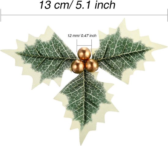30 Stuks Kunstmatige Hulst Takken met Rode Bessen voor Kerstdecoratie ...