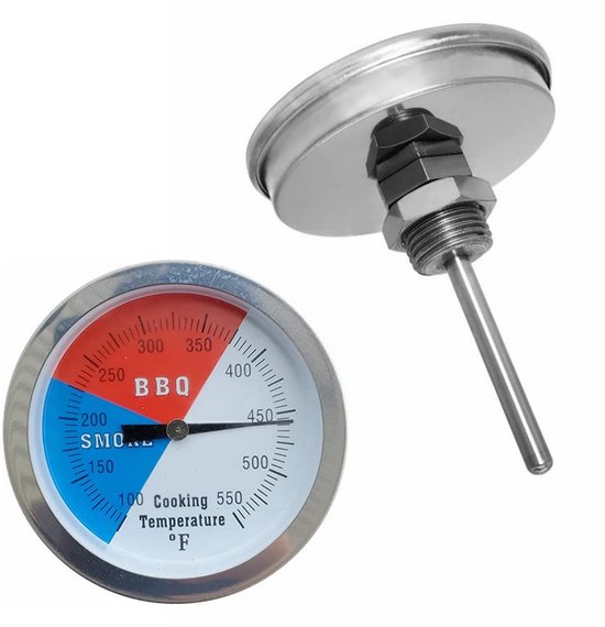 2x BBQ Temperatuurmeter voor Grill en Barbecue met Grote Wijzerplaat | bol