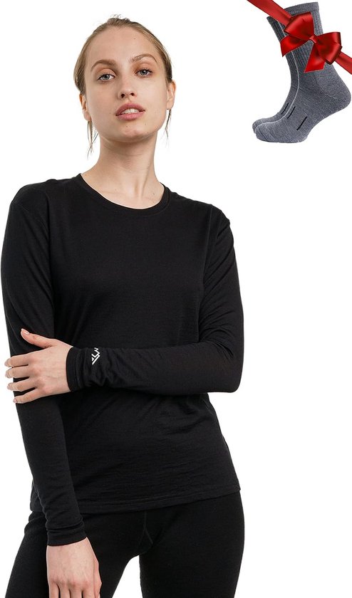 T-shirt Thermo Merino Laine Femme Manches Longues avec Chaussettes ...
