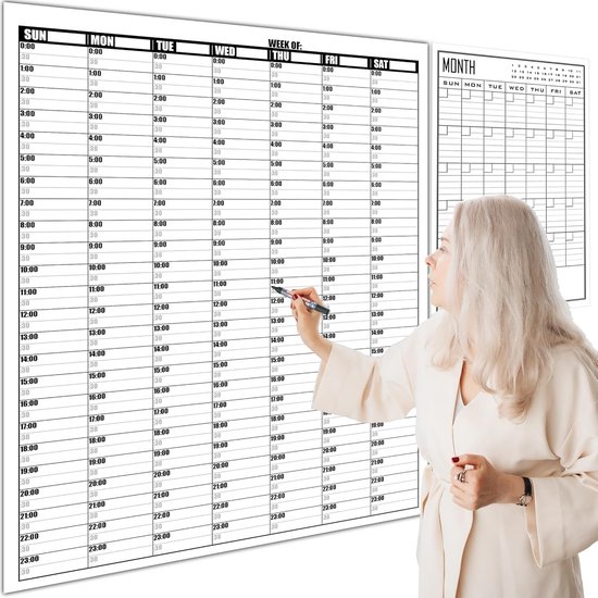 Groot Weekoverzicht Whiteboard 91x114 cm - Planbord met Tijdschema voor ...