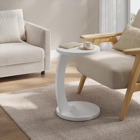 Ronde C-vorm bijzettafel, compacte tafel voor bank/bed, MDF blad, Ø38× ...