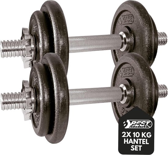 Verstelbare Halterset 20 KG Gietijzer - Dumbbell Set voor ...