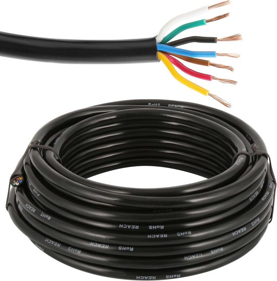 7-polige Elektriciteitskabel voor Aanhanger - 10 Meter Ronde Kabel | bol