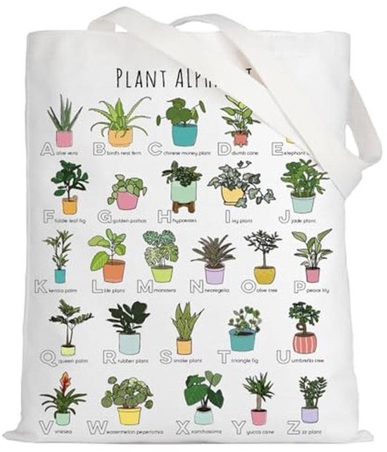 Grappige Plant Alfabet Tote Bag - Tuinman Gift Botanist Schoudertas ...