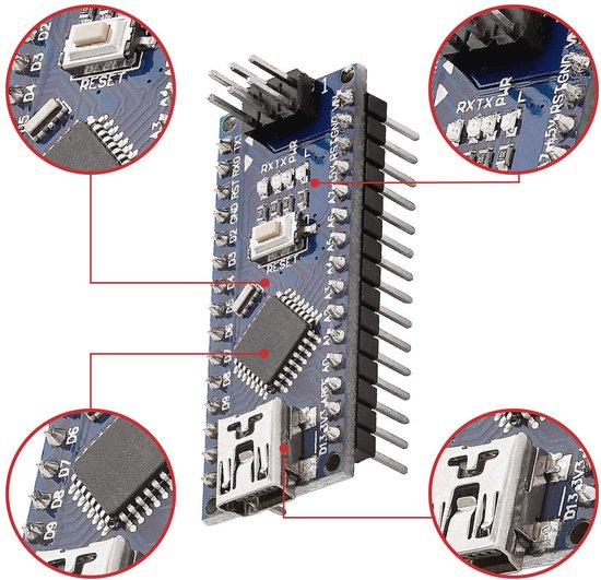 Nano V3 Board met CH340 Chip en USB Kabel - Ideaal voor Microcontroller ...