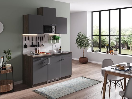 Mini Keukenblok 150cm Inbouw - Compleet Compact Keukenblok in Eiken ...