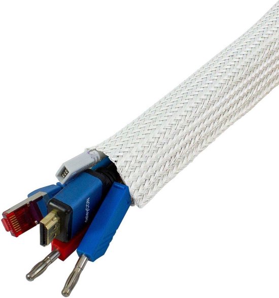 1 Meter Flexibele Kabelbuis Kabelgoot Wit met Klittenband 15-20mm ...