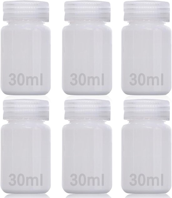 6 Pack Wide Neck Plastic Bottles - 30 ml Empty Laboratory Bottle - Leakproof... | bol