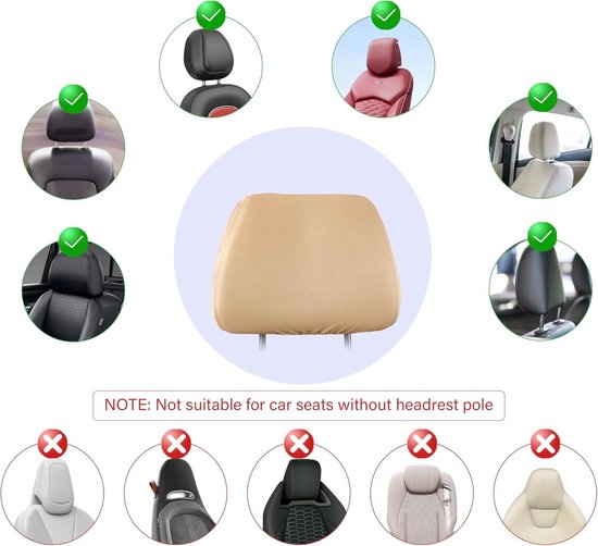 E-Ambar - Universele auto hoofdsteun covers set van 4 - Stofdicht en ...