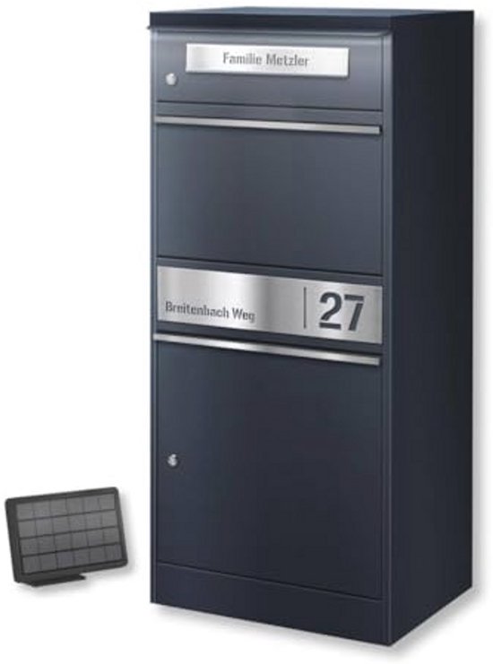 Moderne brievenbus met zonnenenergie LED verlichting en ...
