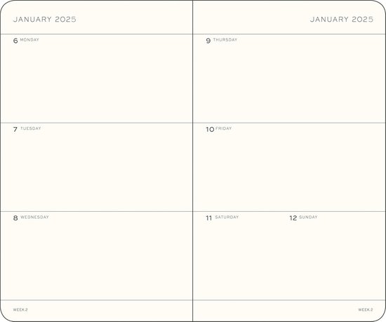 Weekkalender 2025 Pocket A6 Softcover 12-Manden Planner Gelinieerd | bol