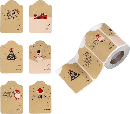Kerst Cadeau Label Stickers - Set van 300 stuks - Kerstdecoratie voor ...