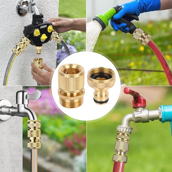 Messing Slangkoppelingen 2-in-1 voor Tuin en Auto | Lekvrije Adapter ...