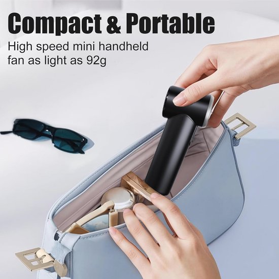 Handventilator met 5-traps wind en oplaadbare 2000 mAh accu | bol