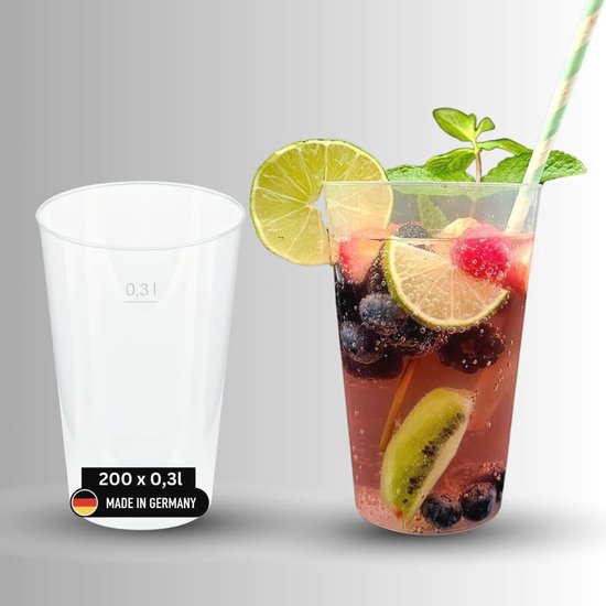 200 Herbruikbare Bekers 300 ml - Transparante Drinkbekers met ...
