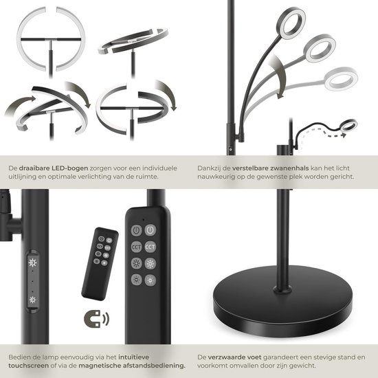 Lampadaire LED à intensité variable avec lampe de lecture et ...
