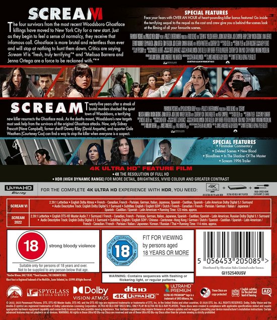 Scream 2022 en Scream VI 4K UHD Blu-ray | bol