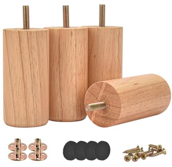 Massieve houten meubelpoten 4 inch - Ronde poten voor meubels - Ideaal ...