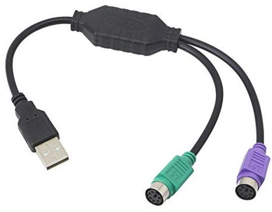 PS/2 naar USB Adapter Kabel voor Toetsenbord en Muis - Zwart | bol