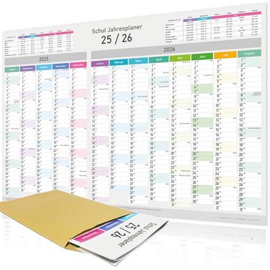 XXL schooljaarkalender 2025/2026, wandkalender, jaarplanner, school, A1 ...