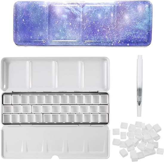 Aquareldoos met deksel en lege metalen doos voor aquarel- en ...