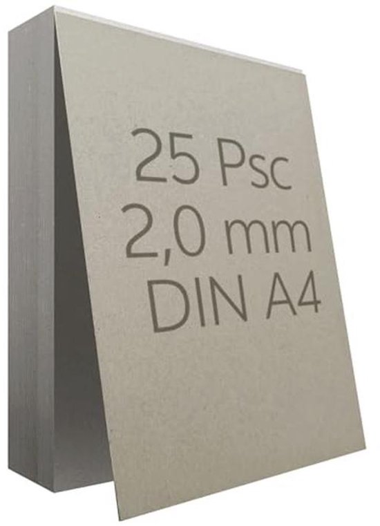 Carton A4 2 mm - 25 Pièces Grijs pour la Modélisation et la Reliure | bol
