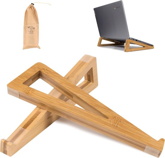 Houten Laptopstandaard en Tablet Houder van Bamboe - Inklapbaar ...