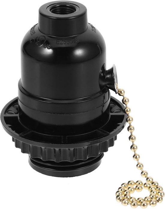 Zwarte Lampfitting met Trekkoord voor E27 LED Lamp - Inclusief Snoer en ...