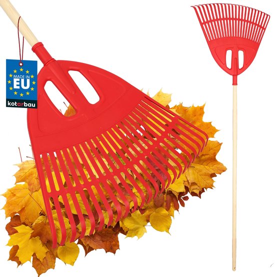 KOTARBAU Hark Met Bladeren, Plastic 50 cm, Houten Steel, Extra-Click | bol