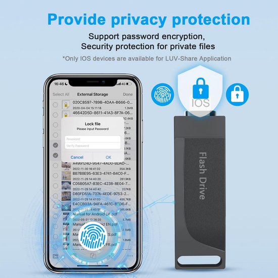 4-in-1 USB-stick 256 GB fotostick extern geheugen voor mobiel iOS ...