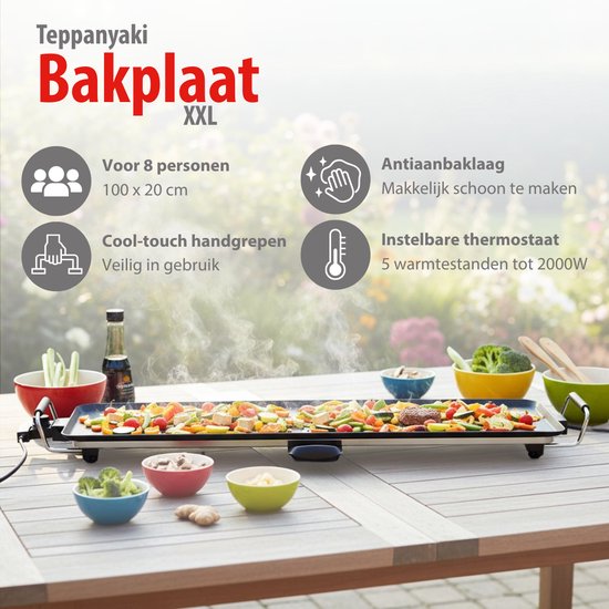 alpina Teppanyaki Bakplaat XXL - Grillplaat 2000W - Grill en Gourmet ...
