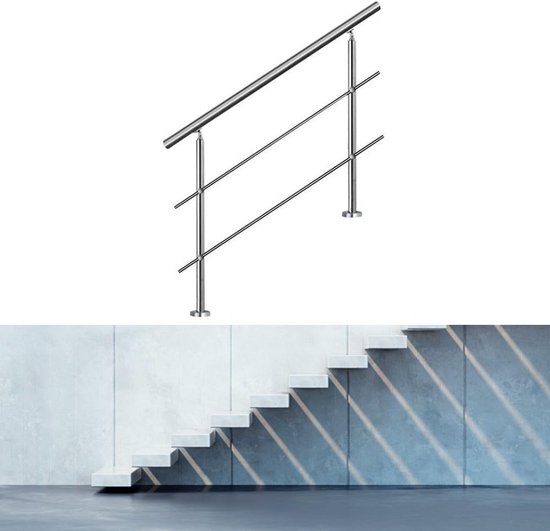 Roestvrijstalen Handgreep 100 cm - Universele Leuning met 2 Dwarsbalken ...