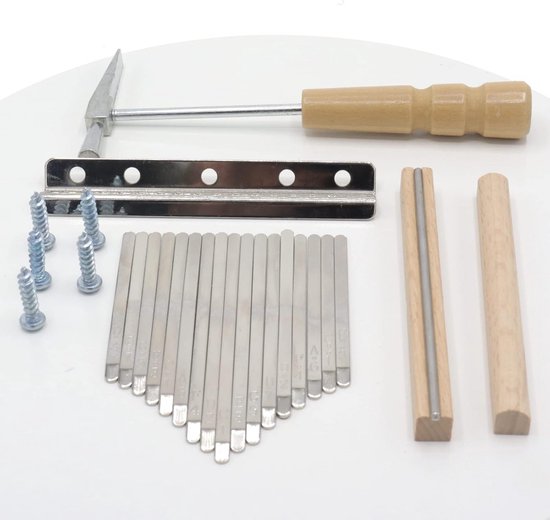 17-kanaals Kalimba DIY-set met sleutels, houten bruggen en stemhamer | bol