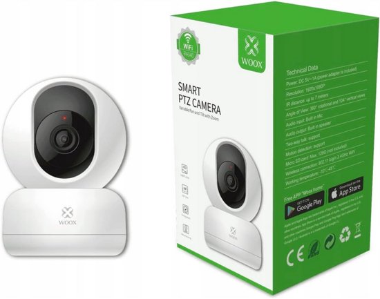 Smart WiFi 1080p Indoor PTZ Camera met 360 graden Beeld | bol