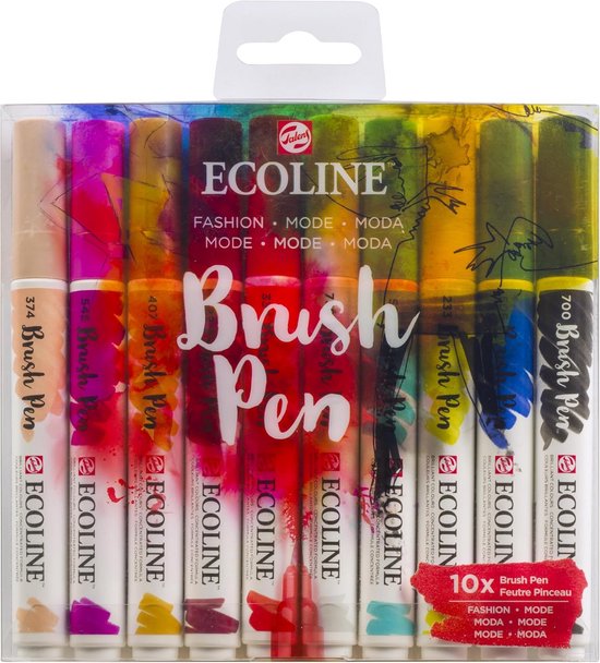 Set van 10 Brush Pennen met Vloeibare Inkt voor Handlettering en ...