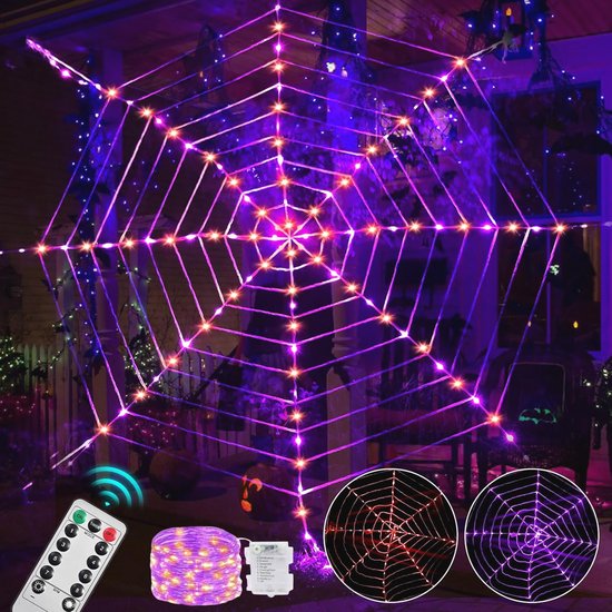 LED Halloween Spinnenweb Verlichting Decoratie - 3,6 m Lichtketting met ...