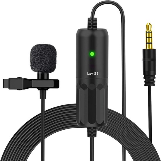 Lavalier Microfoon met Clip, 8 Meter Kabel - Omnidirectionele ...