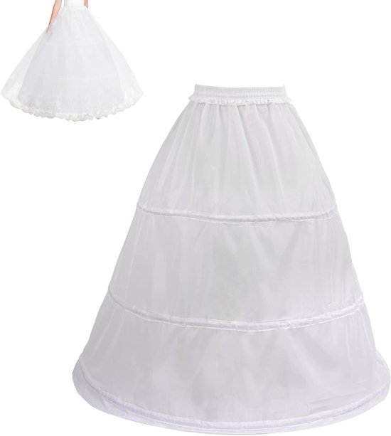 Onderrok voor dames - Witte crinoline met 3 ringen - Verstelbare ...