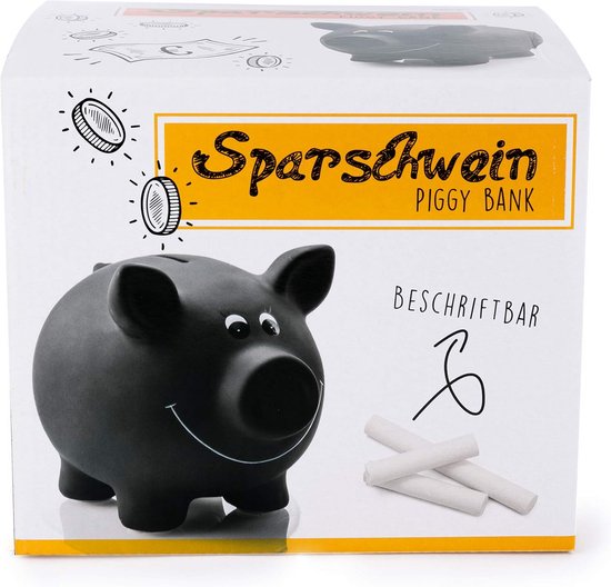 Set van 2 Zwarte Spaarvarkens van Keramiek met Slot en Sleutel ...