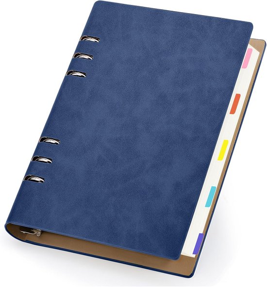 A5 Notitieboek met Linialen - 300 Pagina's Donkerblauw PU Leer | bol