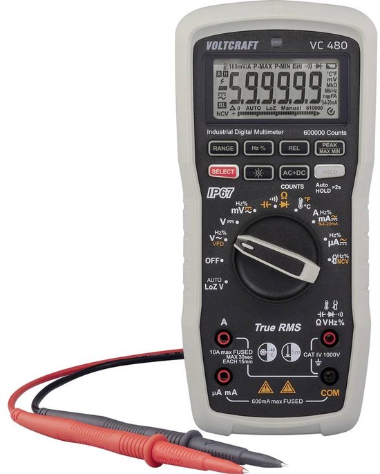 VOLTCRAFT VC 480 Multimeter Digitaal Waterbestendig (IP67), LoZ CAT IV ...