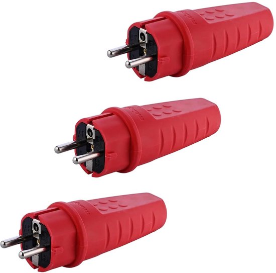 Set van 3 Waterdichte Rubberen Stekkers 230V 16A IP44 voor Buiten ...