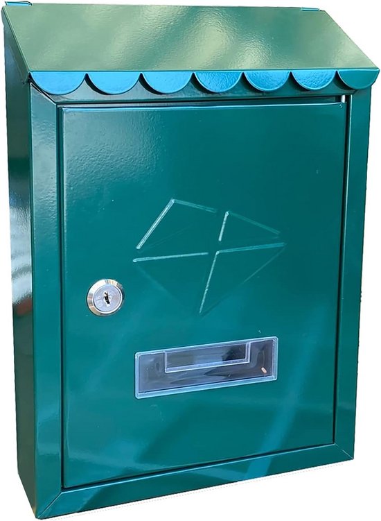 Groene metalen brievenbus voor aan de muur, 300x210x70 mm | bol