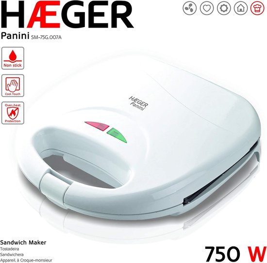 Elektrische Panini Grill en Sandwichtoaster met 750W Vermogen en ...